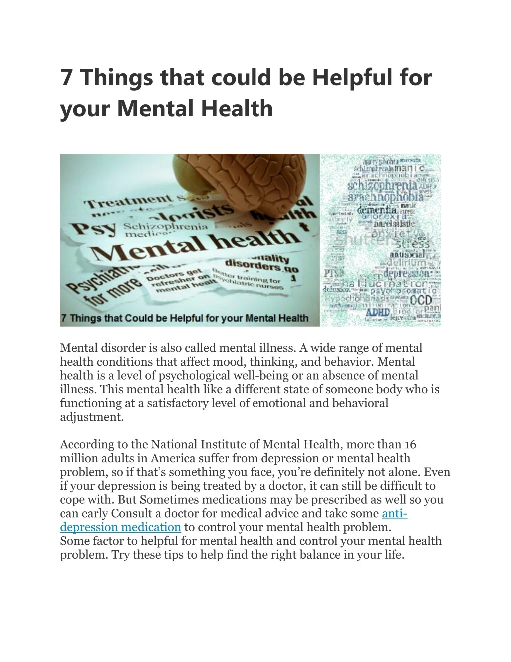 PPT - 7 Things that Could be Helpful for your Mental Health PowerPoint ...
