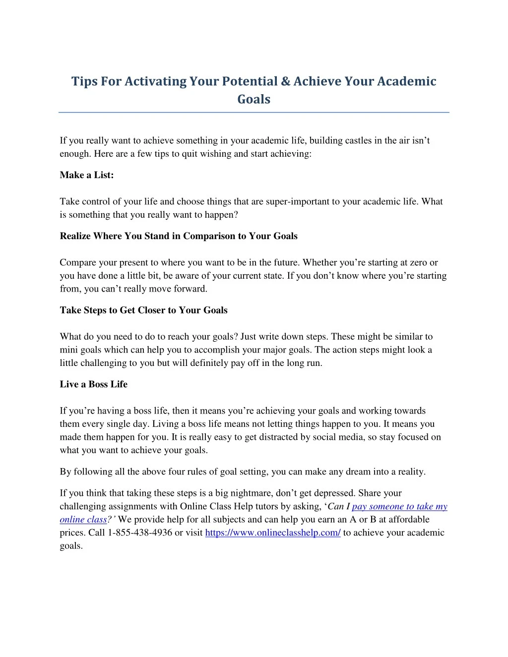 PPT - Tips For Activating Your Potential & Achieve Your Academic Goals ...