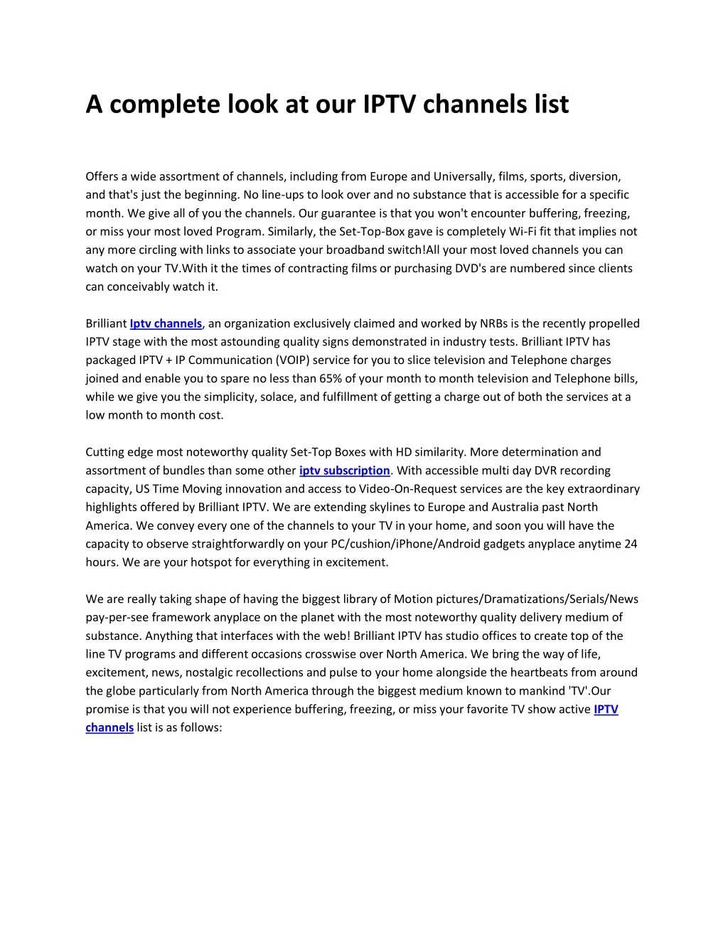 PPT - A complete look at our IPTV channels list PowerPoint Presentation ...