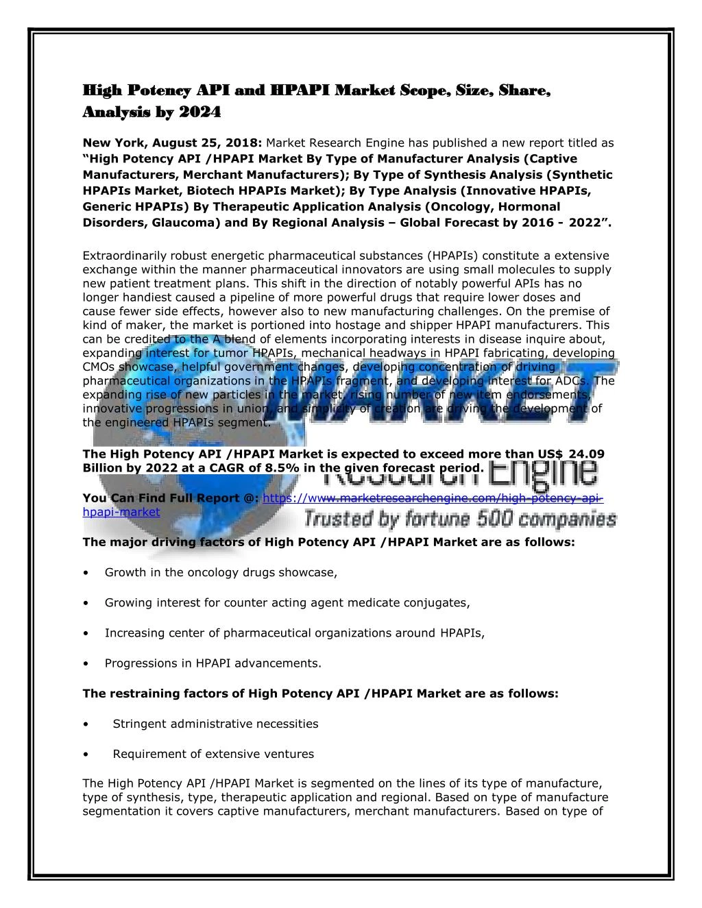PPT - High Potency API and HPAPI Market Scope, Size, Share, Analysis by ...
