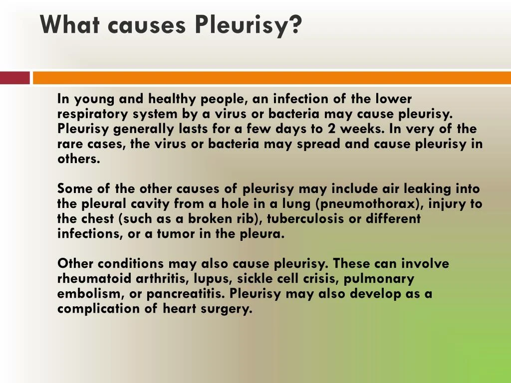 PPT - Pleurisy: Causes, Symptoms, Daignosis, Prevention and Treatment ...