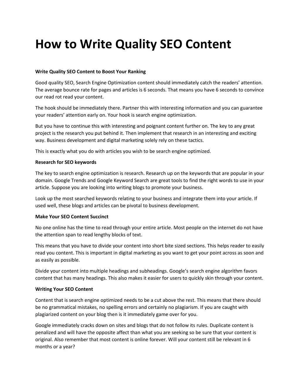 PPT - How to Write Quality SEO Content PowerPoint Presentation, free ...