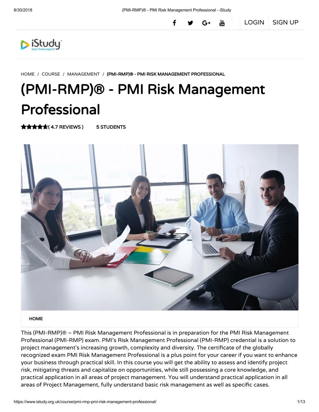 PPT - (PMI-RMP)Â® - PMI Risk Management Professional - istudy ...