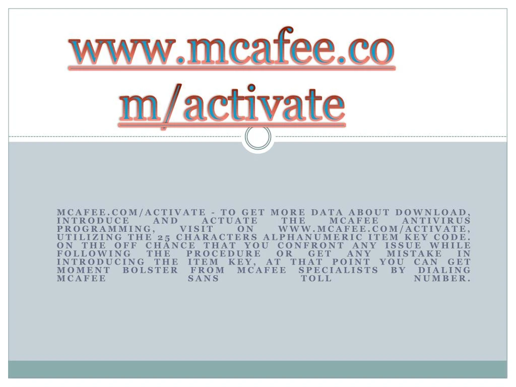Ppt Activate Enter Your 25 Digit Activation Code Mcafee Activate Powerpoint