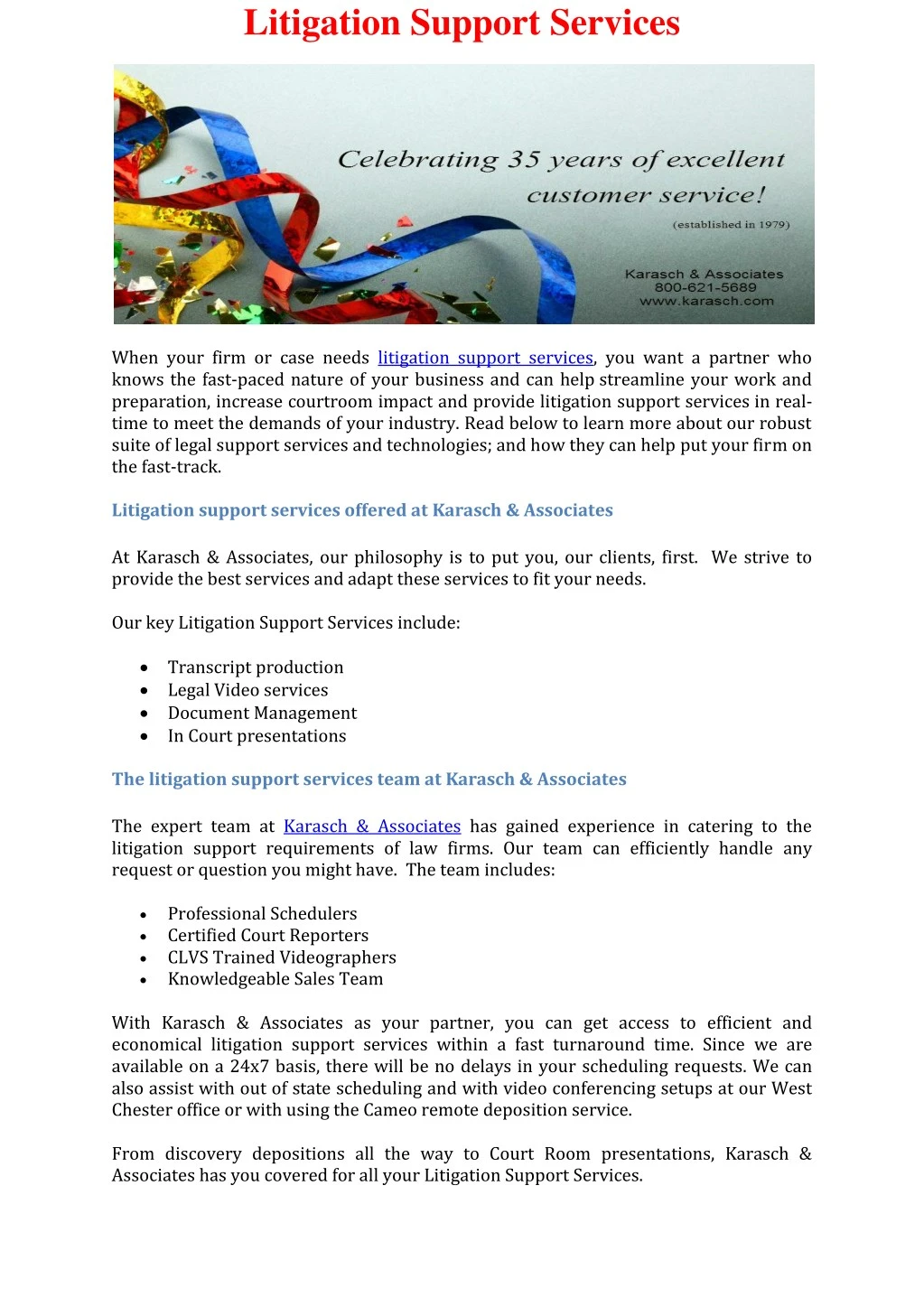 PPT - Litigation Support Services by Karasch & Associates PowerPoint ...