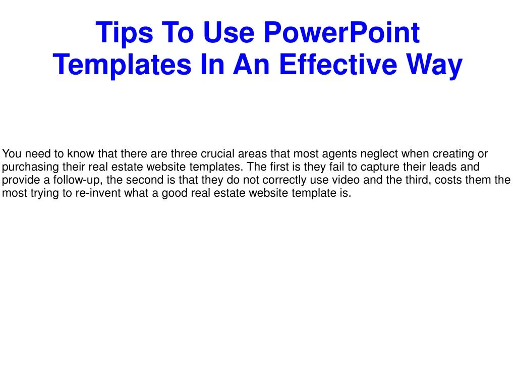 PPT - Tips To Use PowerPoint Templates In An Effective Way PowerPoint ...