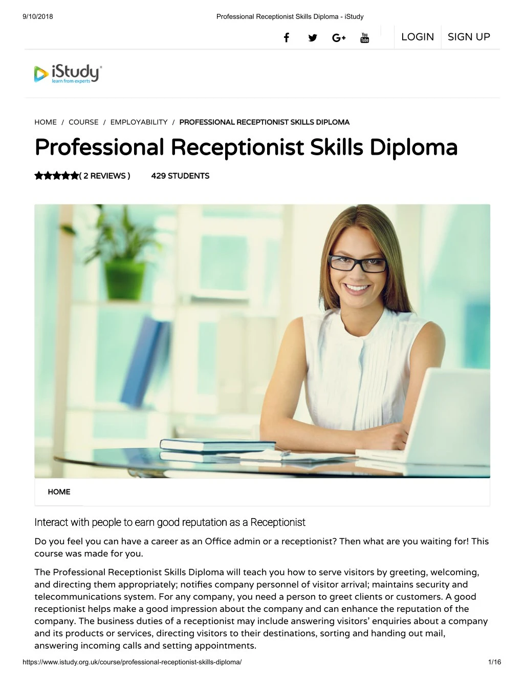 PPT - Professional Receptionist Skills Diploma - istudy PowerPoint ...