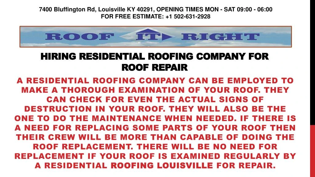 Ppt Hiring Residential Roofing Company For Roof Repair Powerpoint