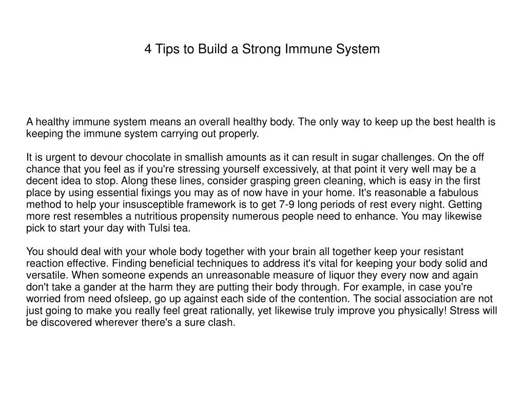 PPT - 4 Tips to Build a Strong Immune System PowerPoint Presentation ...