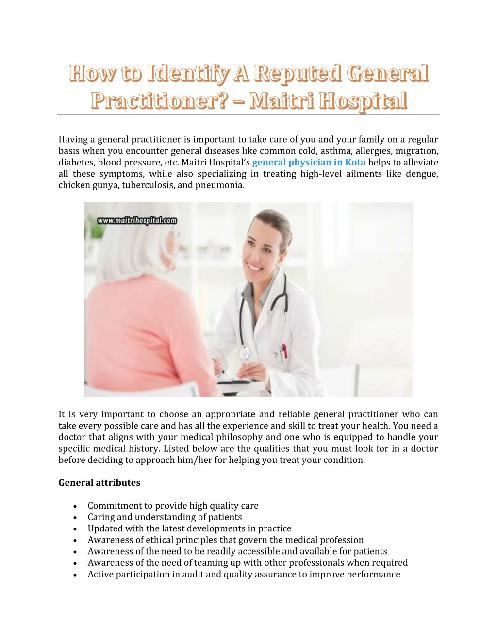PPT - How To Identify A Reputed General Practitioner? - Maitri Hospital ...