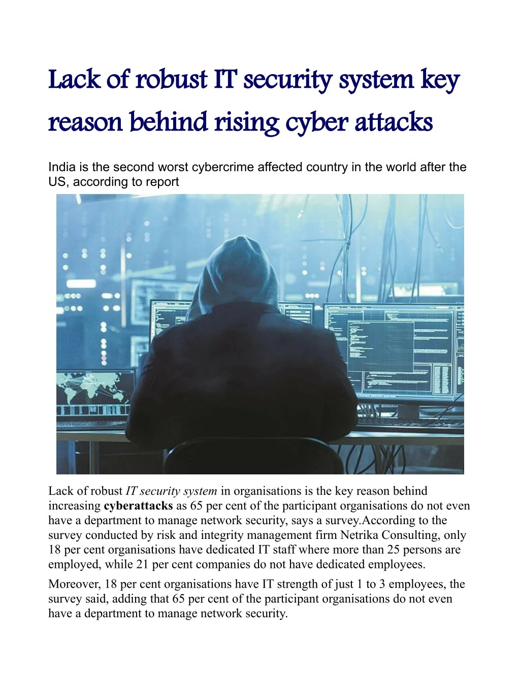 PPT - Lack of robust IT security system key reason behind rising cyber ...