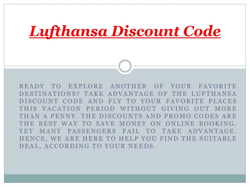 PPT - All top deals from Lufthansa from the US to over 100 popular ...