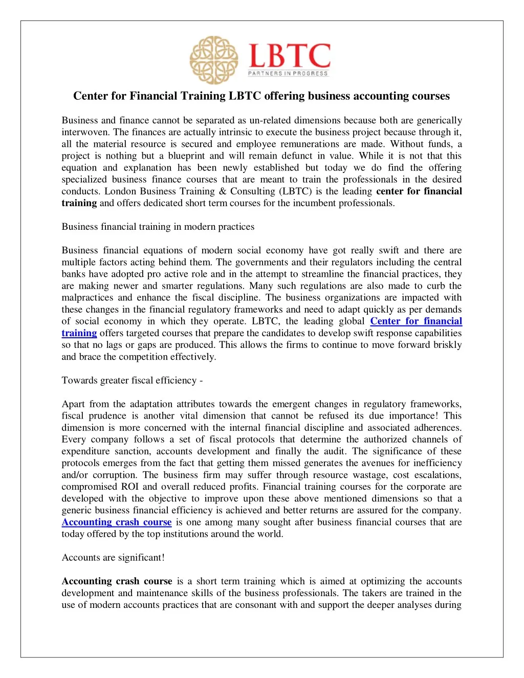 PPT - Center for Financial Training LBTC offering business accounting ...
