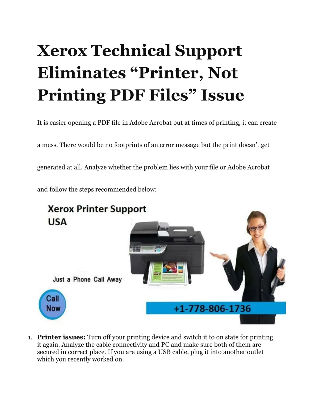 PPT - Xerox Technical Support eliminates â€œPrinter not printing PDF ...