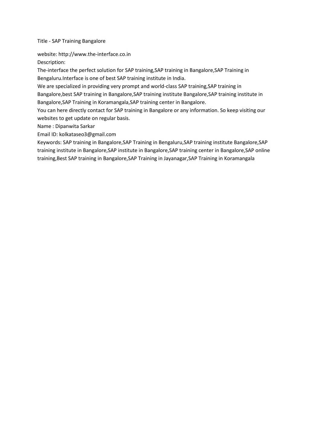 PPT - SAP Training Bangalore PowerPoint Presentation, free download ...