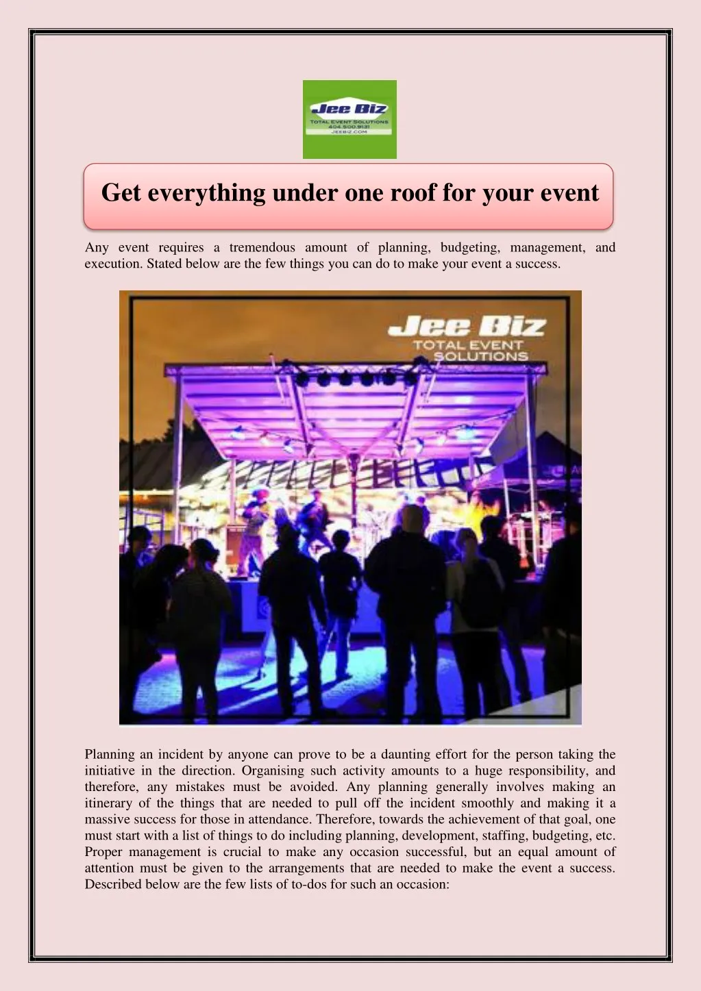PPT - Get everything under one roof for your event PowerPoint ...