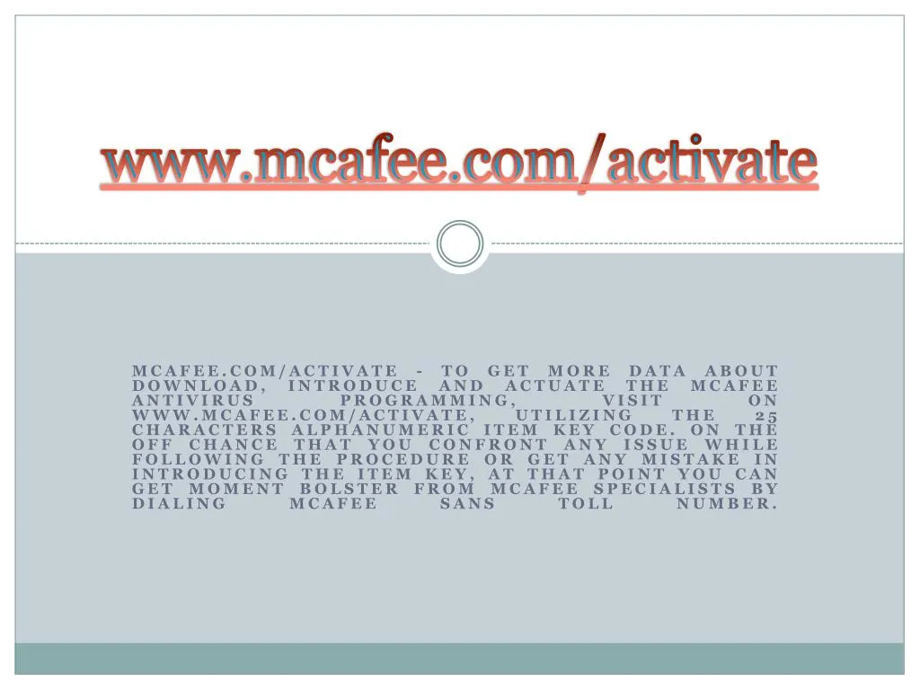 PPT - MCAFEE.COM/ACTIVATE- DOWNLOAD MCAFEE ANTIVIRUS ONLINE PowerPoint ...