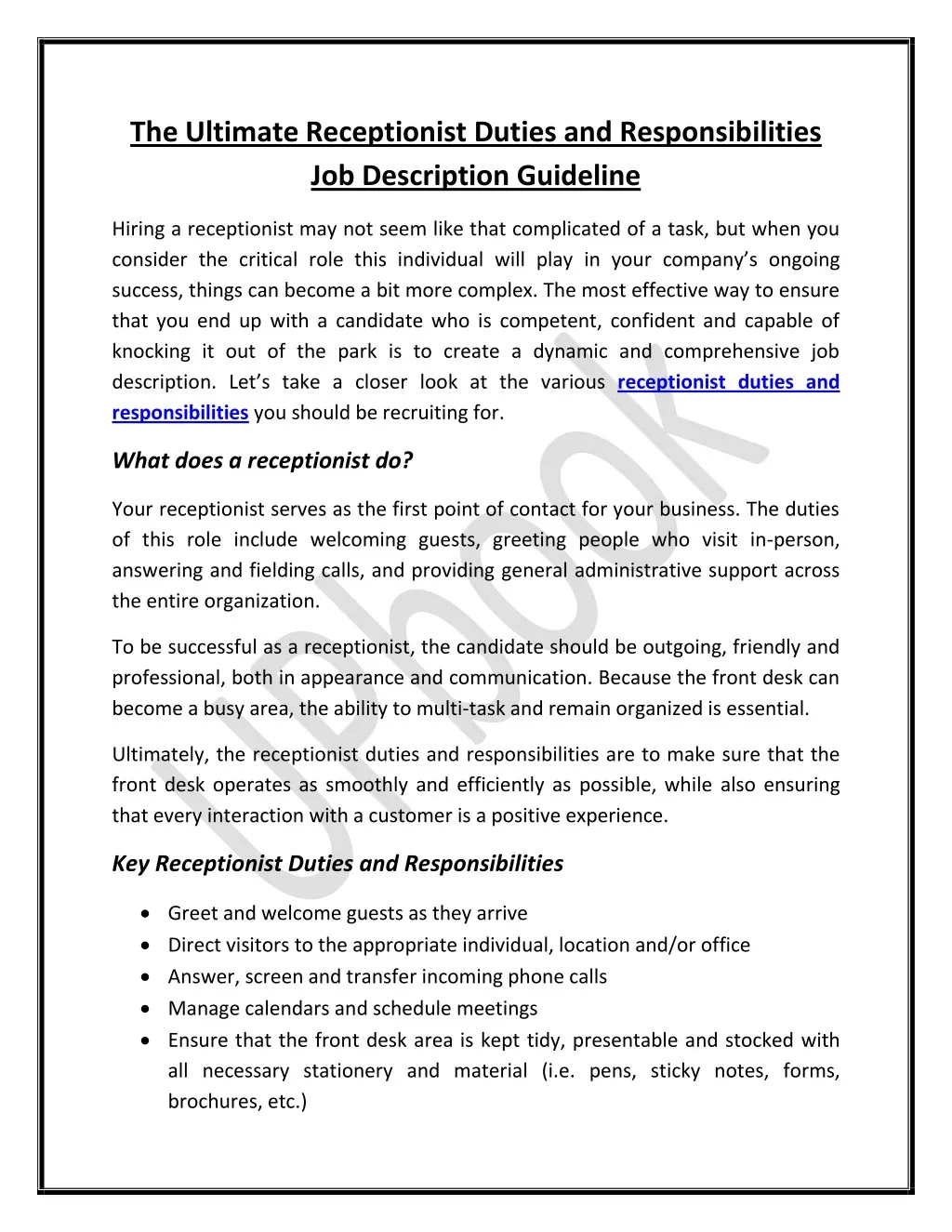 PPT - The Ultimate Receptionist Duties and Responsibilities Job ...