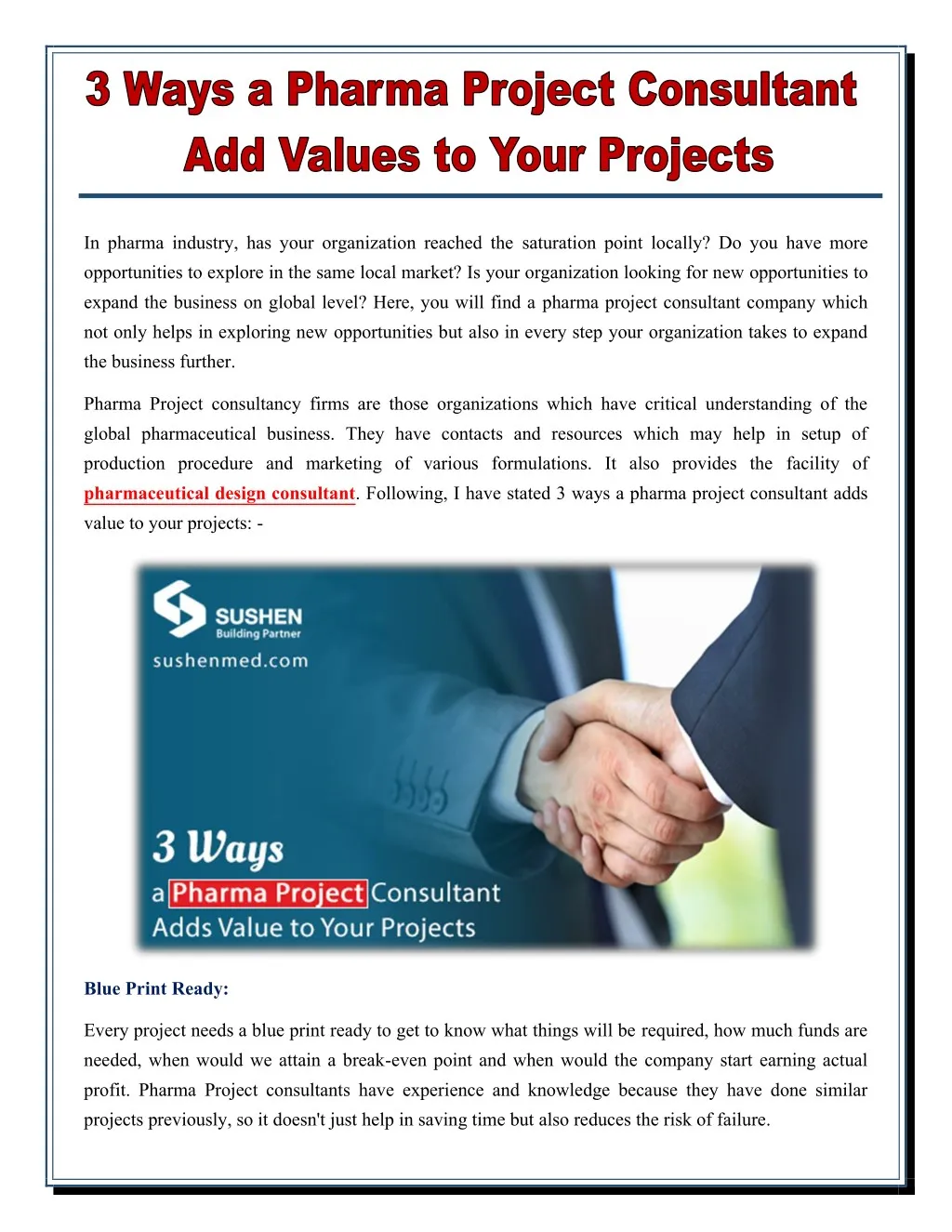 PPT - Top 3 Ways a Pharma Project Consultant Add Values to Your ...