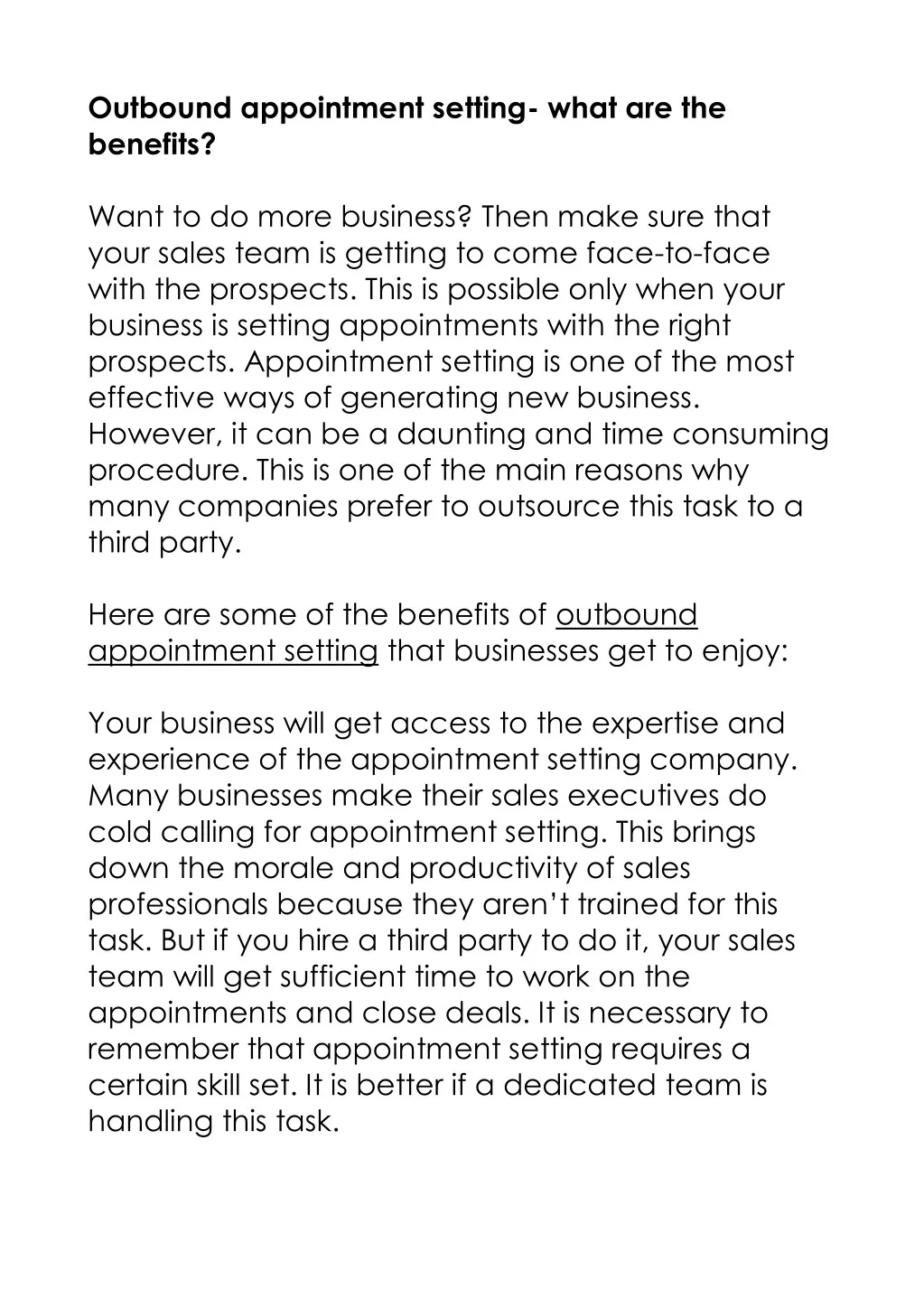 PPT - Outbound appointment setting- what are the benefits? PowerPoint Presentation - ID:8027632