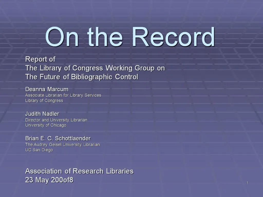 PPT - On the Record PowerPoint Presentation, free download - ID:803078