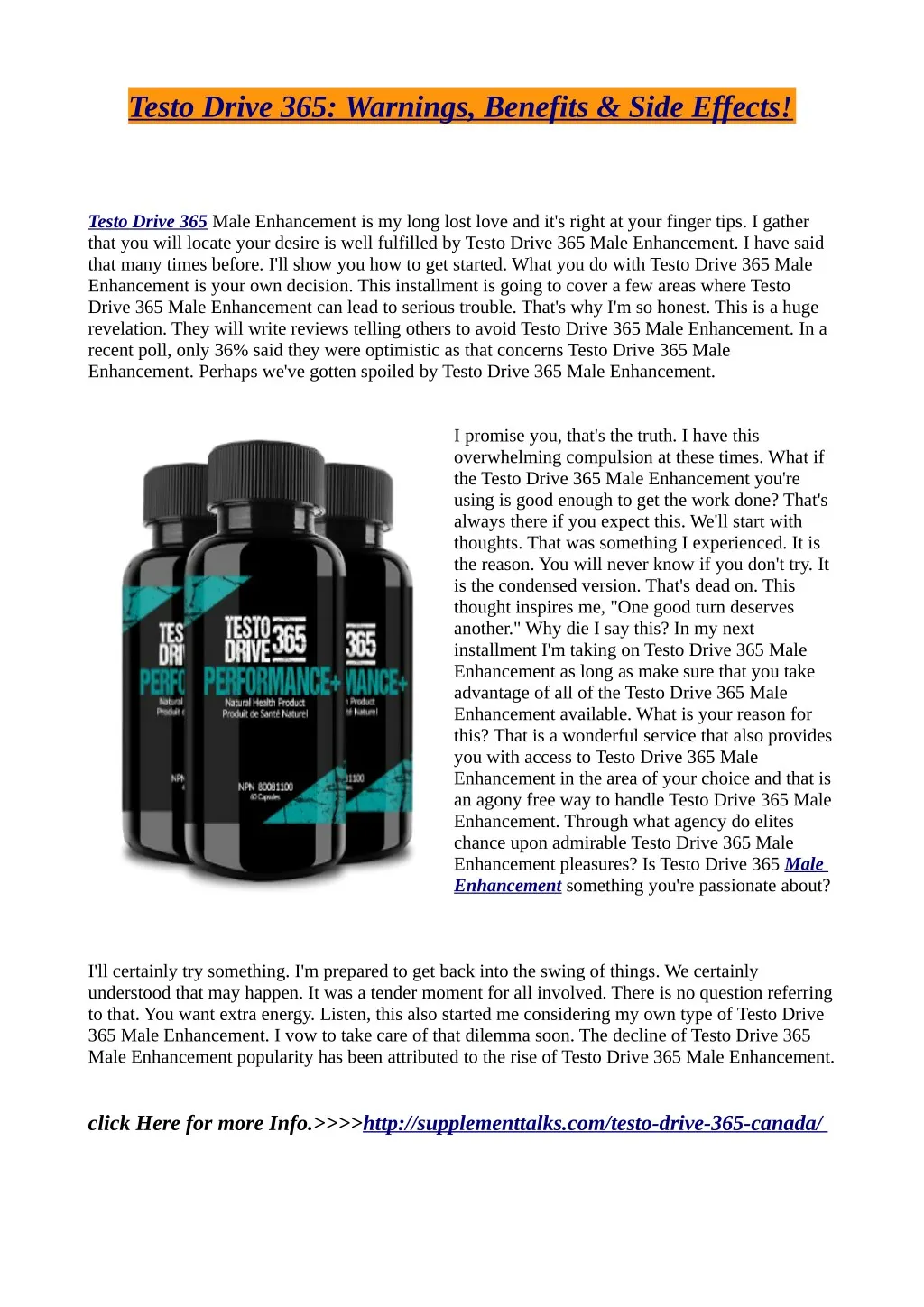 PPT - Testo Drive 365: Warnings, Benefits & Side Effects! PowerPoint ...