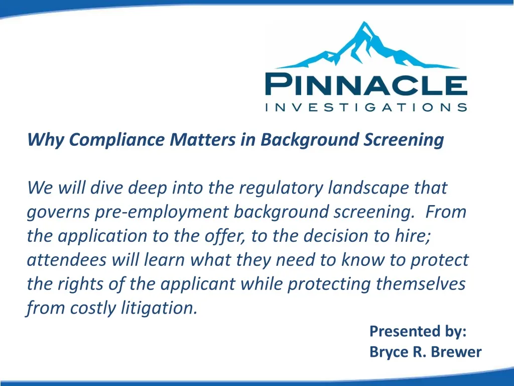 PPT - Why Compliance Matters in Background Screening PowerPoint ...