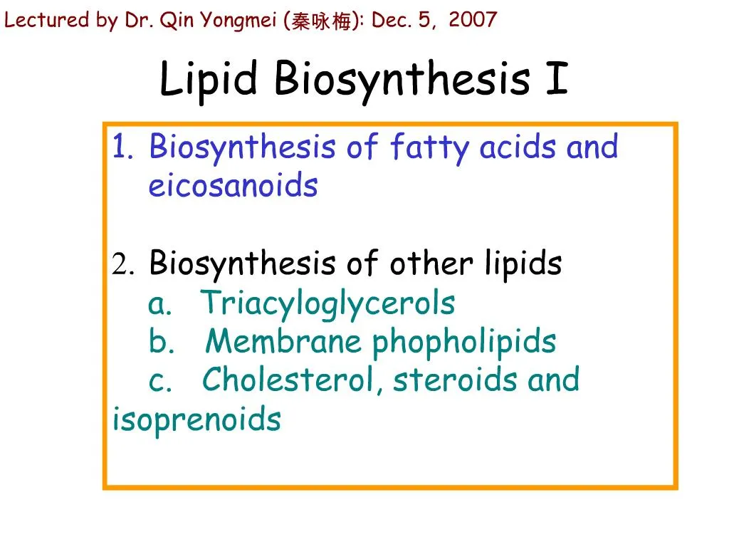 PPT - Lipid Biosynthesis I PowerPoint Presentation, free download - ID ...