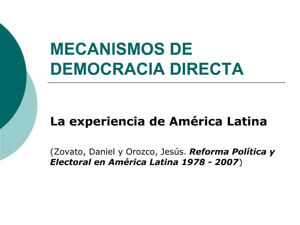 PPT - MECANISMOS DE DEMOCRACIA DIRECTA PowerPoint Presentation, free ...