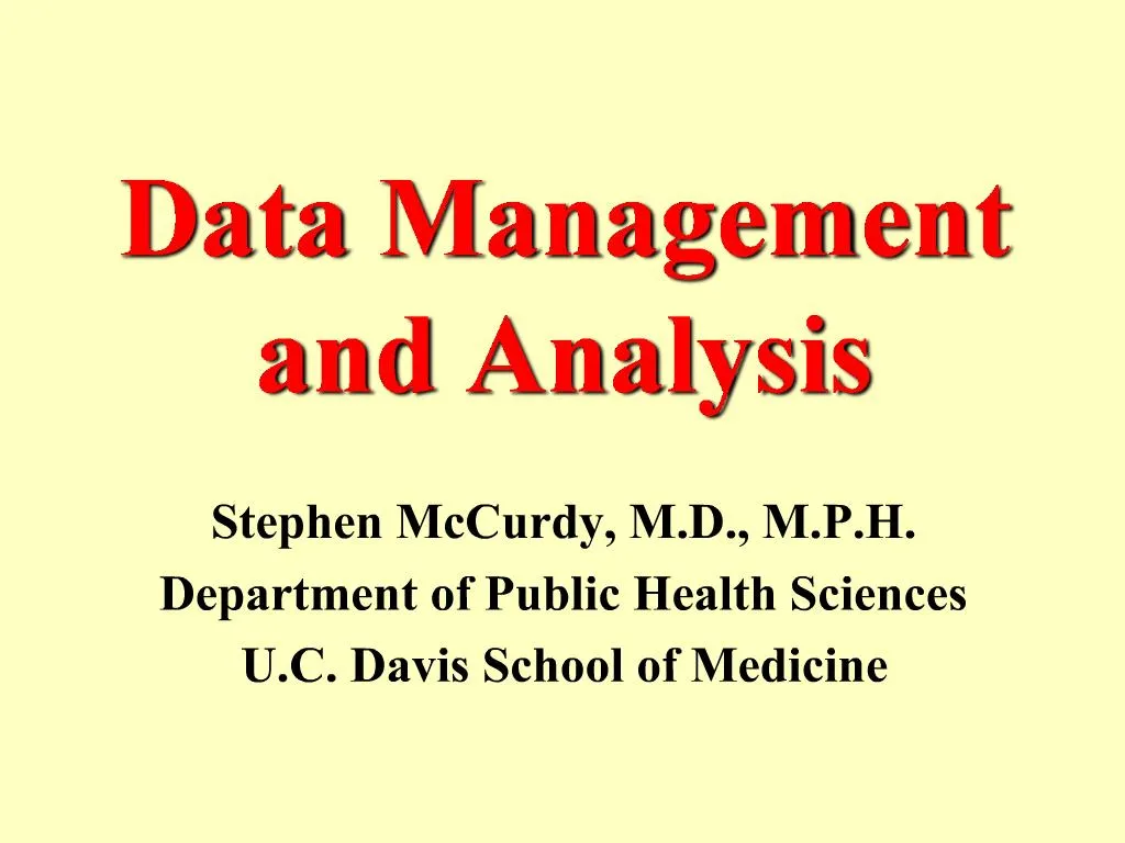 PPT - Data Management and Analysis PowerPoint Presentation, free ...