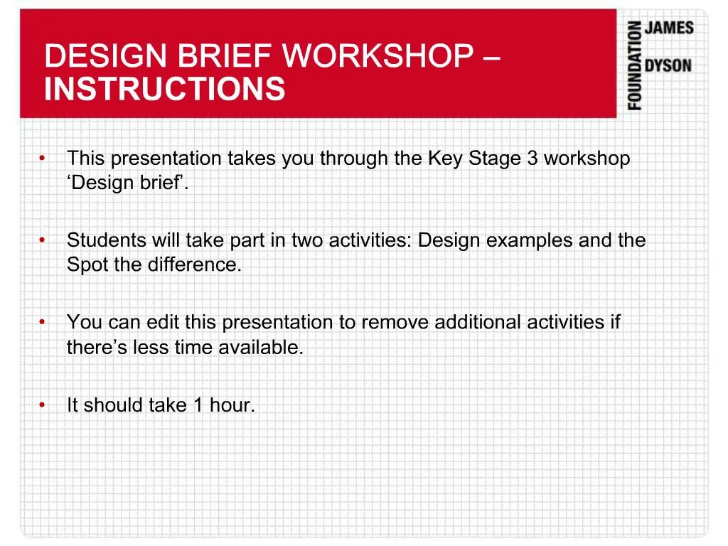 PPT - DESIGN BRIEF WORKSHOP INSTRUCTIONS PowerPoint Presentation, free ...