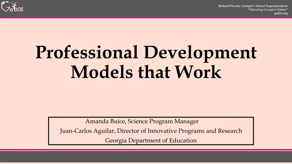 PPT - Professional Development Models that Work PowerPoint Presentation ...