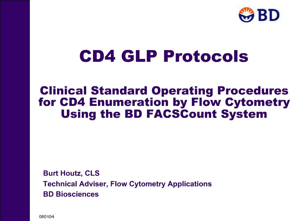 PPT - CD4 GLP Protocols Clinical Standard Operating Procedures for CD4 ...