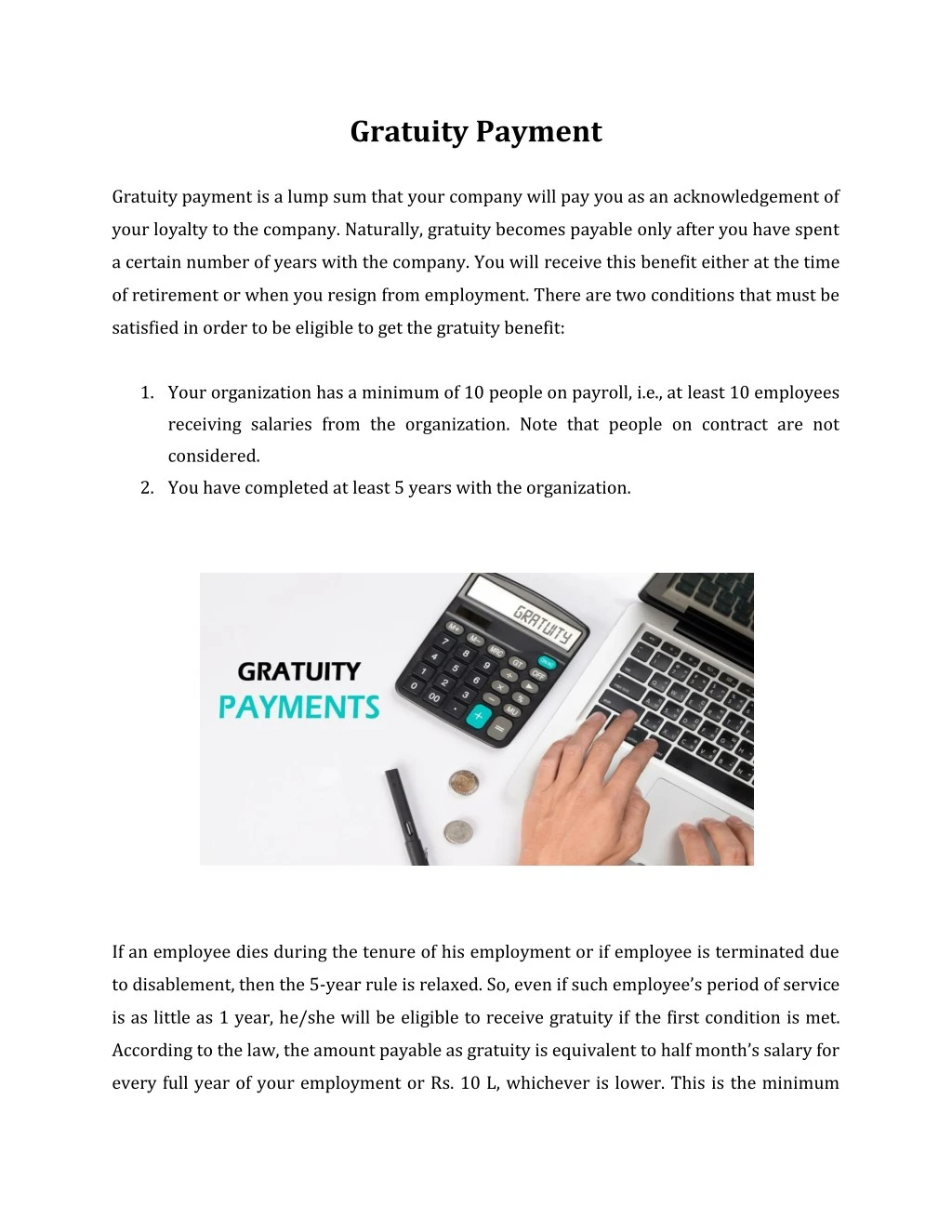 PPT - Gratuity Payment PowerPoint Presentation, free download - ID:8135729