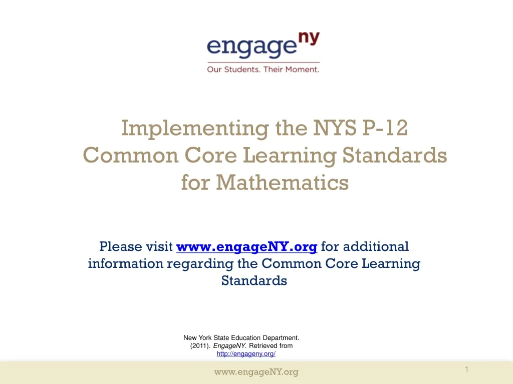 PPT Implementing The NYS P 12 Common Core Learning Standards For