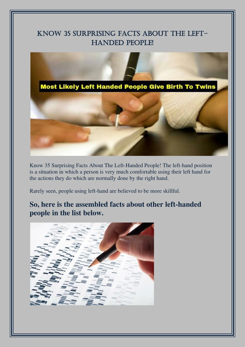 PPT - Know 35 Surprising Facts About The Left-Handed People! PowerPoint ...