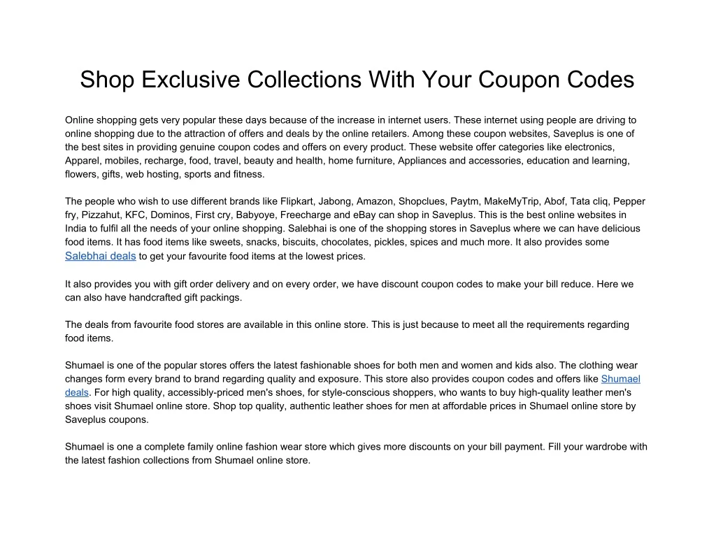 PPT - Shop Exclusive Collections With Your Coupon Codes PowerPoint ...