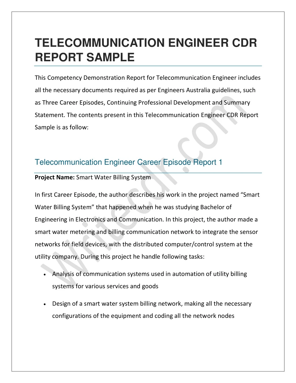 PPT - TELECOMMUNICATION ENGINEER CDR REPORT SAMPLE | WriteCDR ...