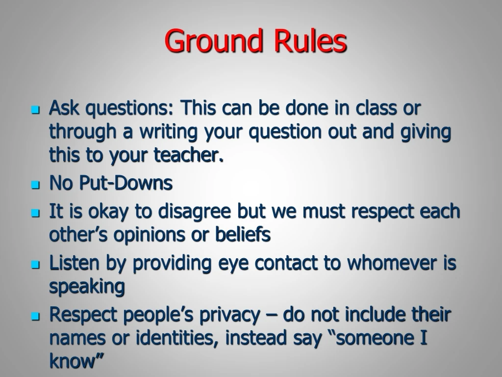 PPT - Ground Rules PowerPoint Presentation, free download - ID:8158151