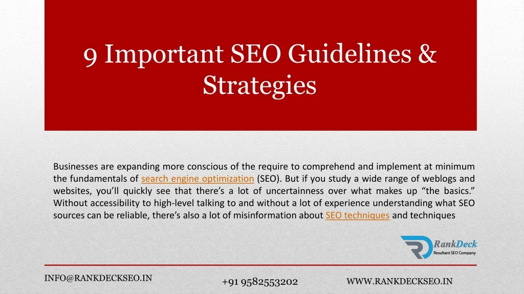 PPT - 9 Important SEO Guidelines & Strategies PowerPoint Presentation ...