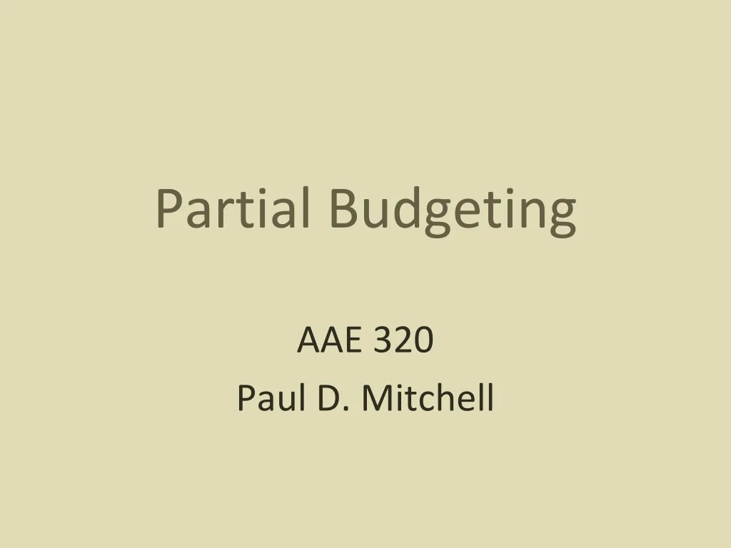 PPT - Partial Budgeting PowerPoint Presentation, free download - ID:815865