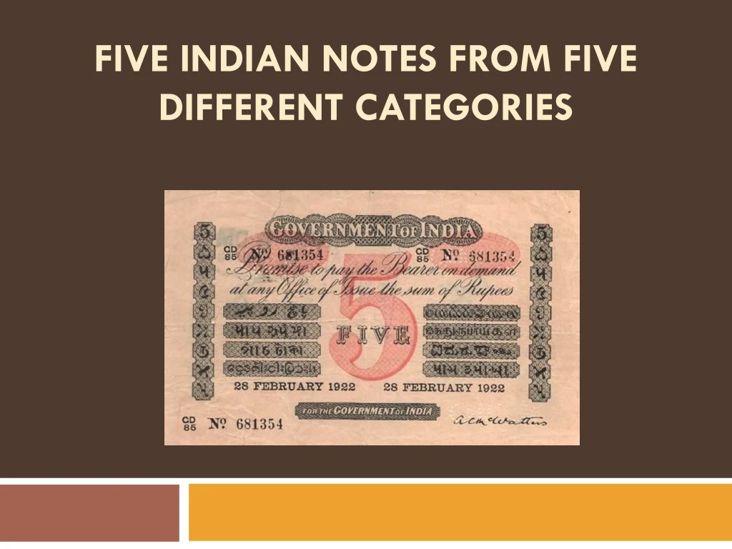 PPT - Five Indian Notes From Five Different Categories PowerPoint ...