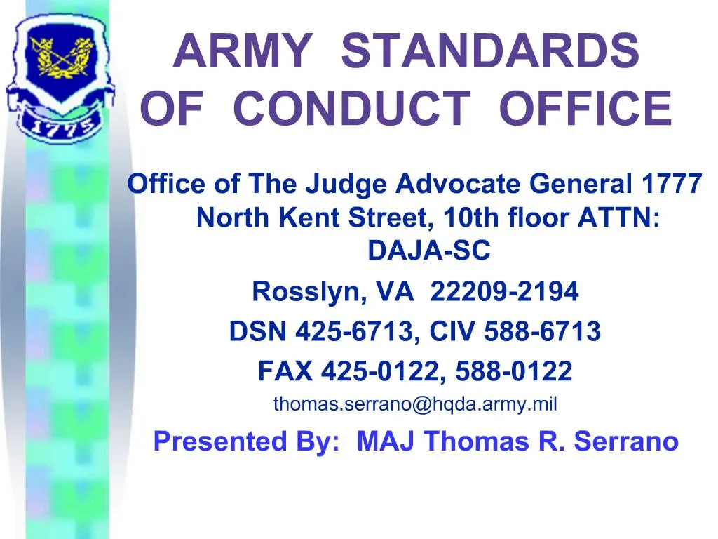 PPT - ARMY STANDARDS OF CONDUCT OFFICE PowerPoint Presentation, free ...