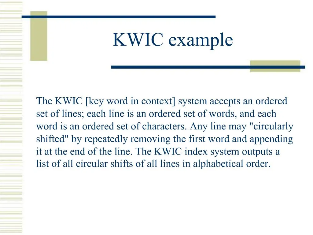 PPT - KWIC example PowerPoint Presentation, free download - ID:821535