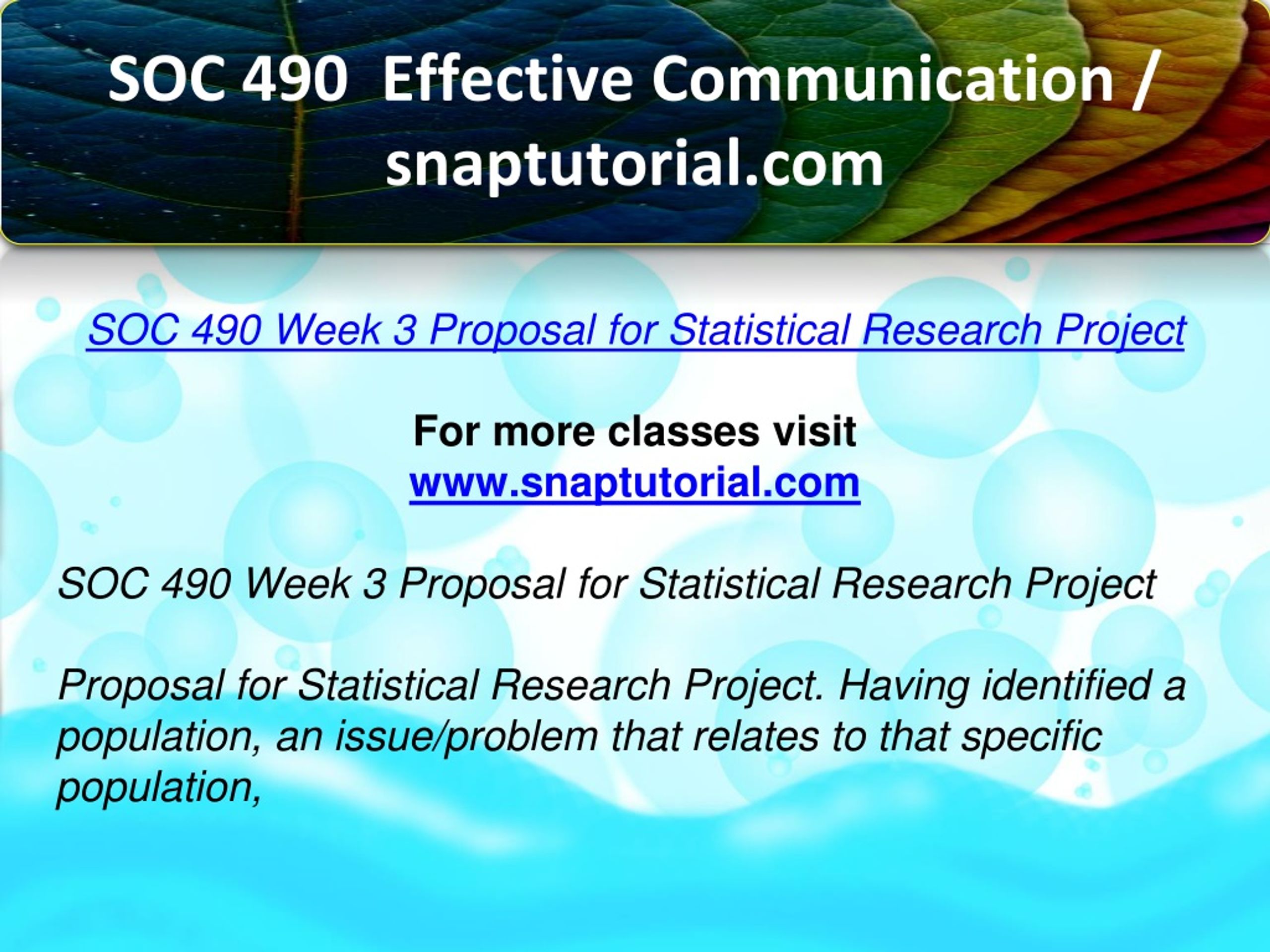 PPT - SOC 490 Effective Communication / snaptutorial.com PowerPoint Presentation - ID:8222167