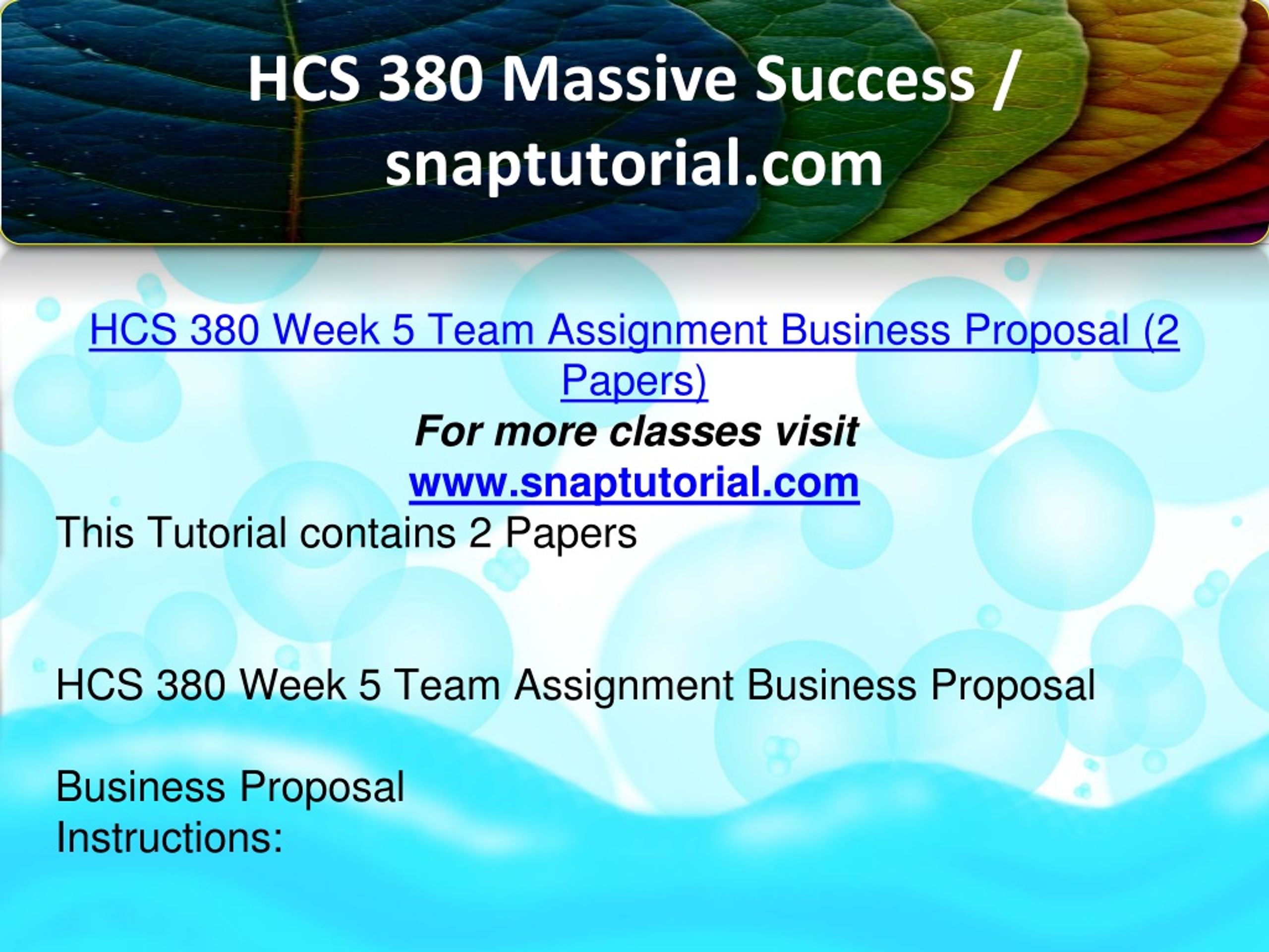 PPT - HCS 380 Massive Success - snaptutorial.com PowerPoint Presentation - ID:8232854
