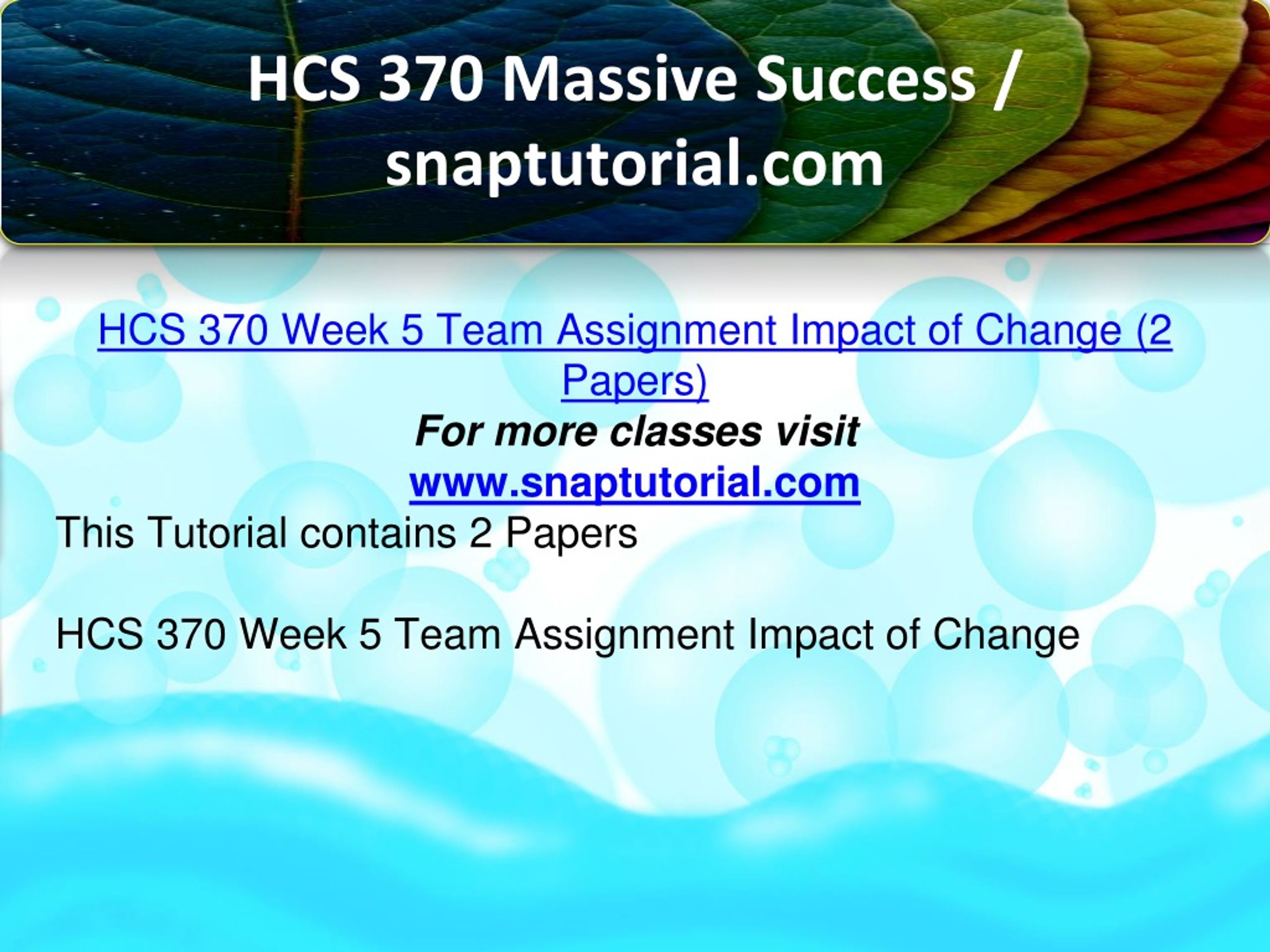 PPT - HCS 370 Massive Success - snaptutorial.com PowerPoint Presentation - ID:8232869