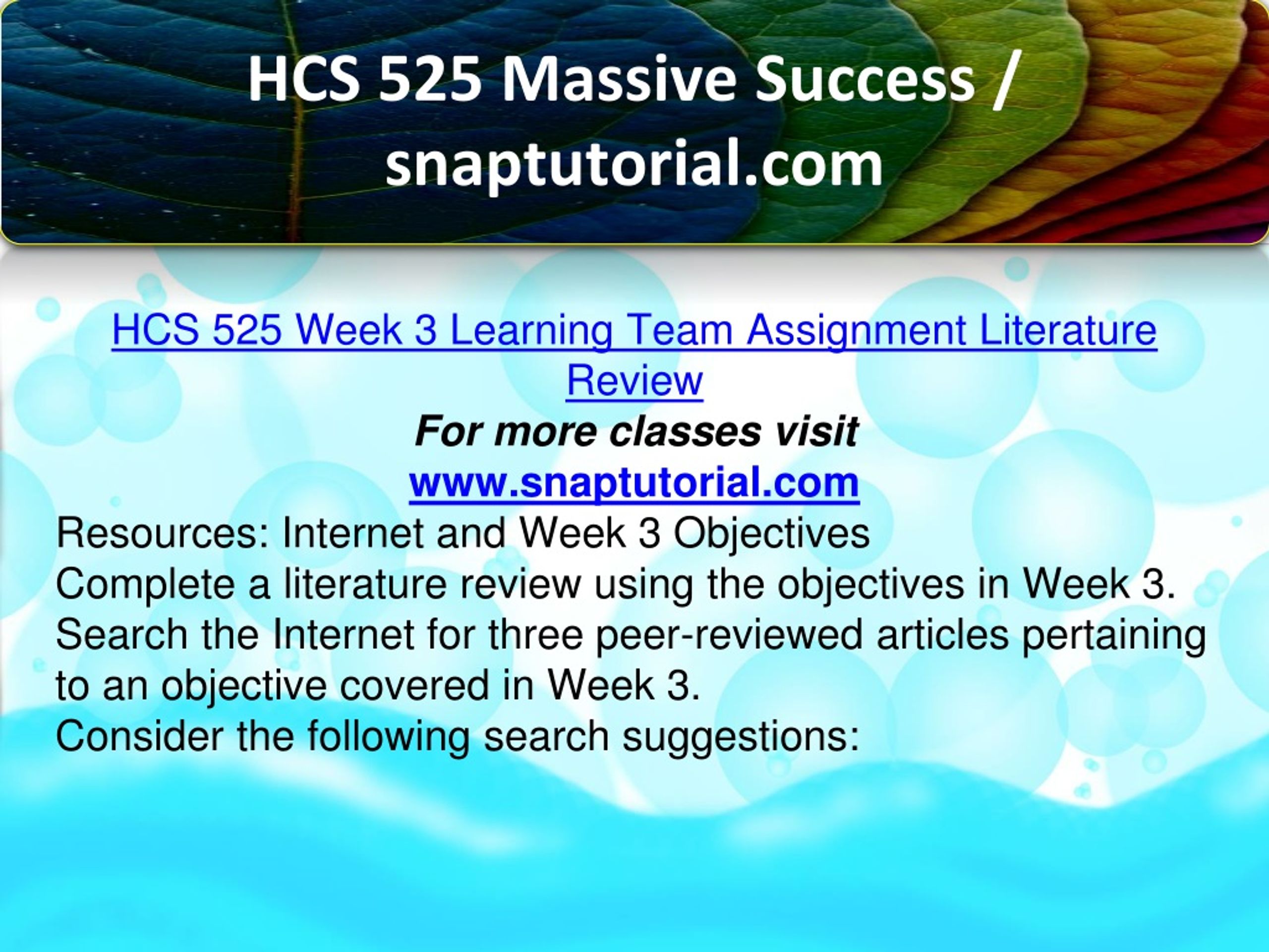 PPT - HCS 525 Massive Success - snaptutorial.com PowerPoint Presentation - ID:8232881