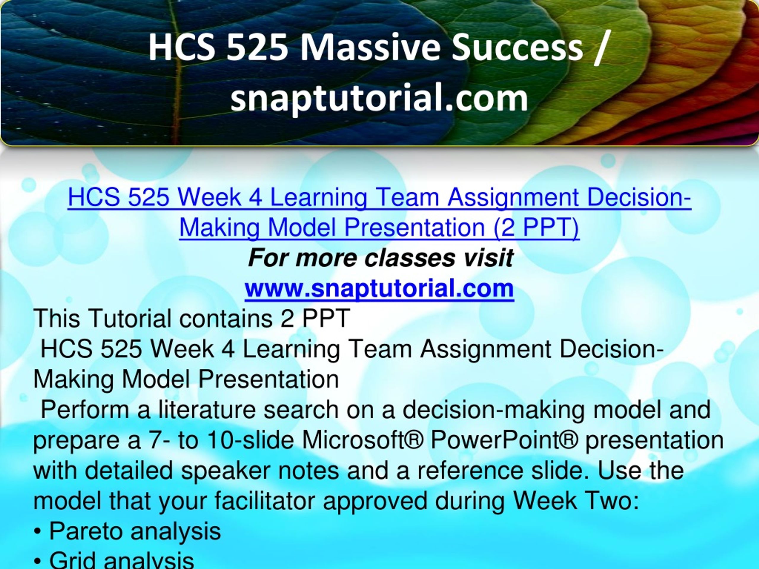 PPT - HCS 525 Massive Success - snaptutorial.com PowerPoint Presentation - ID:8232881