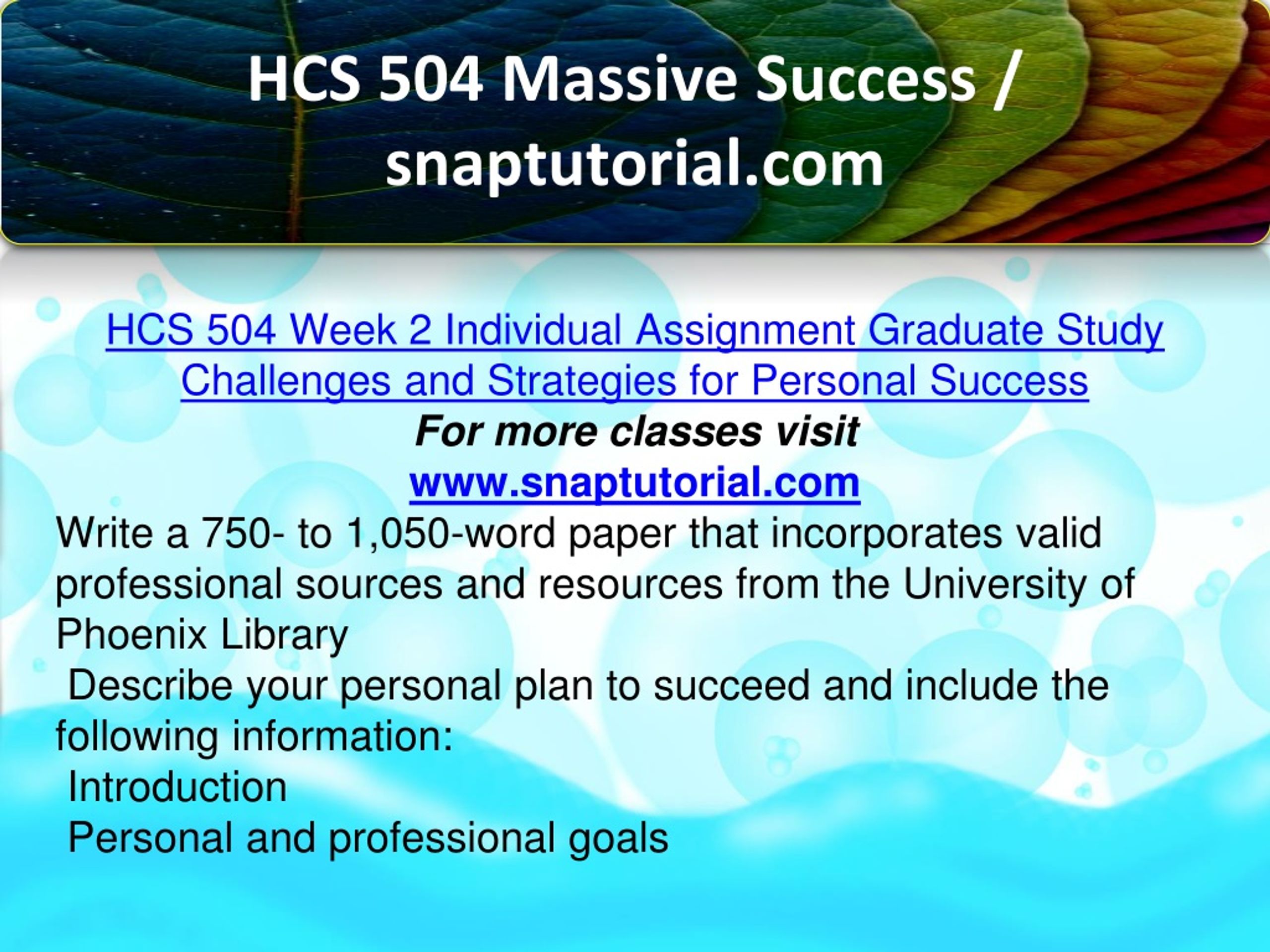 PPT - HCS 504 Massive Success - snaptutorial.com PowerPoint Presentation - ID:8232900